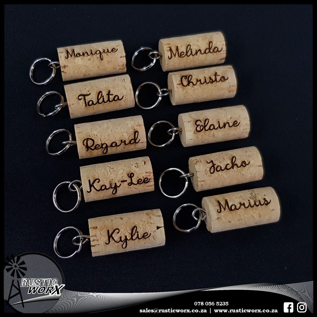Personalised Cork Keyrings - Rustic Worx